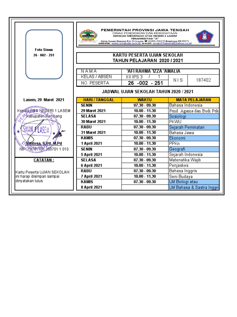 Kartu US & Jadwal | PDF
