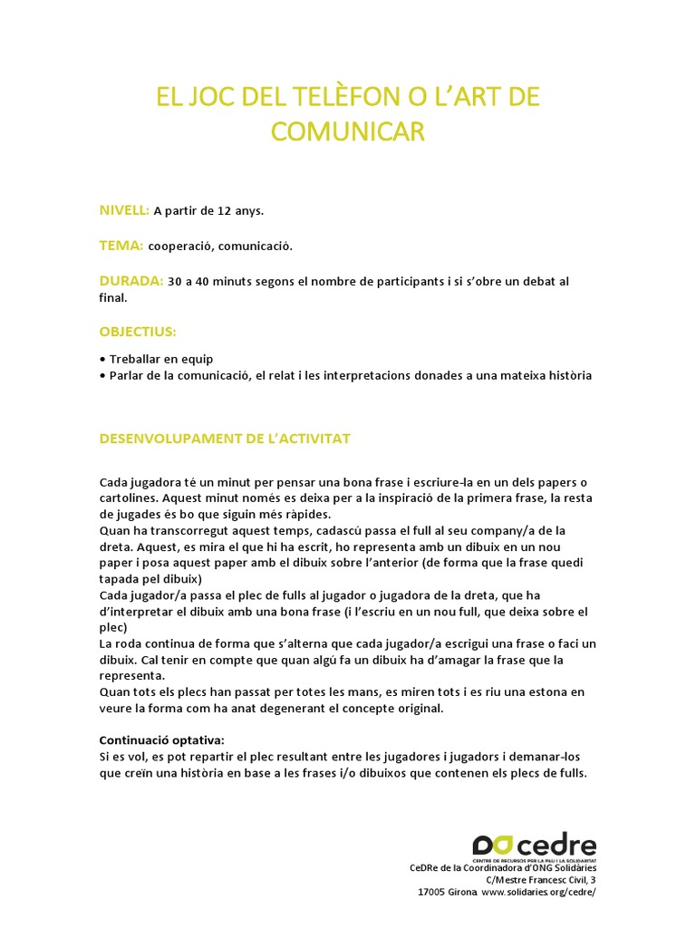 JOC DEL TELEFON - Corr | PDF