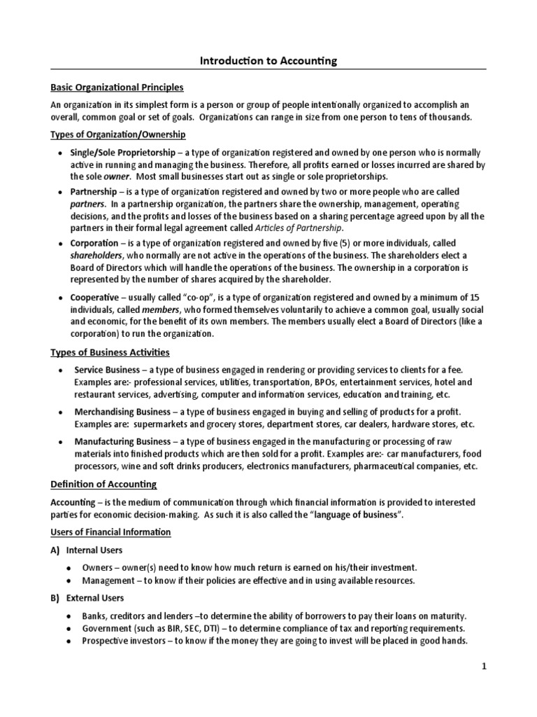 An Introduction To Basic Accounting Principles And Financial Statements