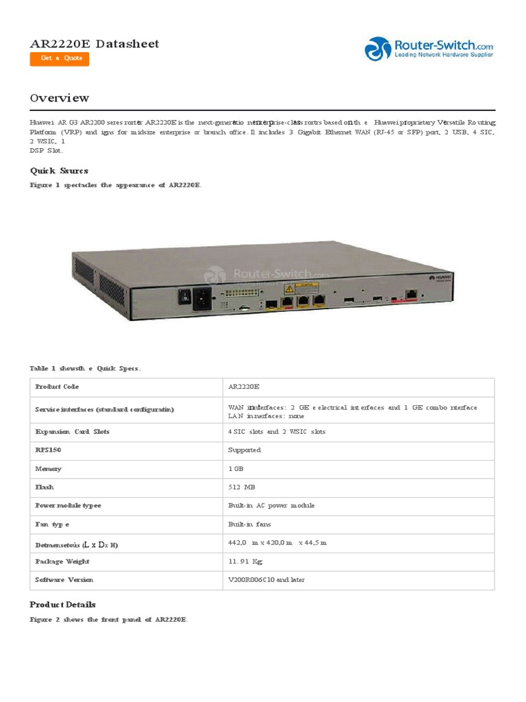 AR2220E Datasheet | PDF | Wide Area Network | Information And ...