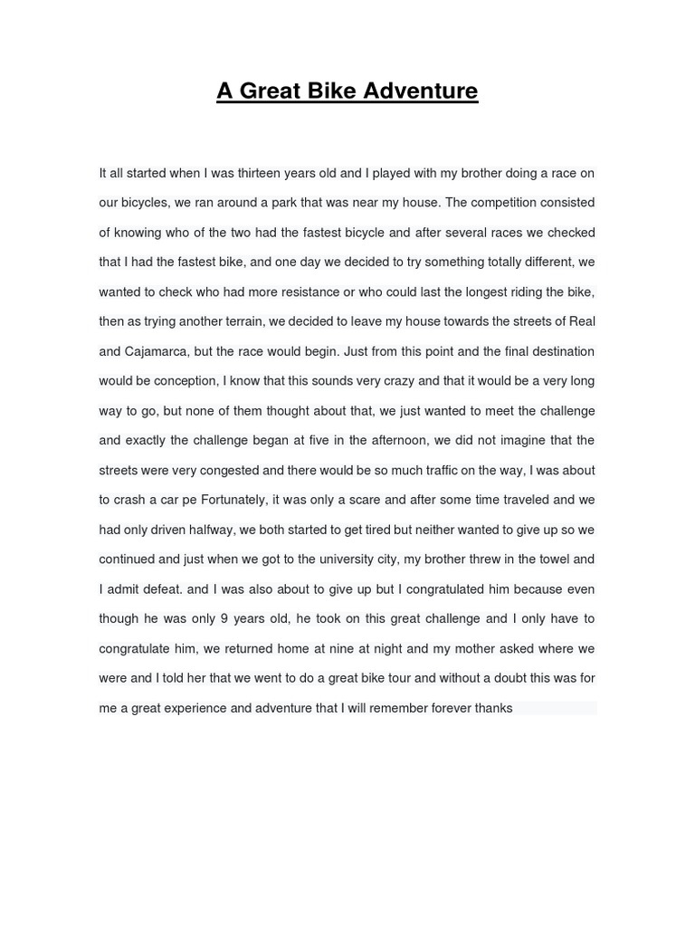 A Great Bike Adventure | PDF