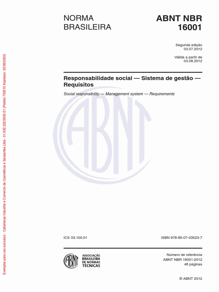 Iso 16001 - 2012 | PDF | Sociologia | Economia