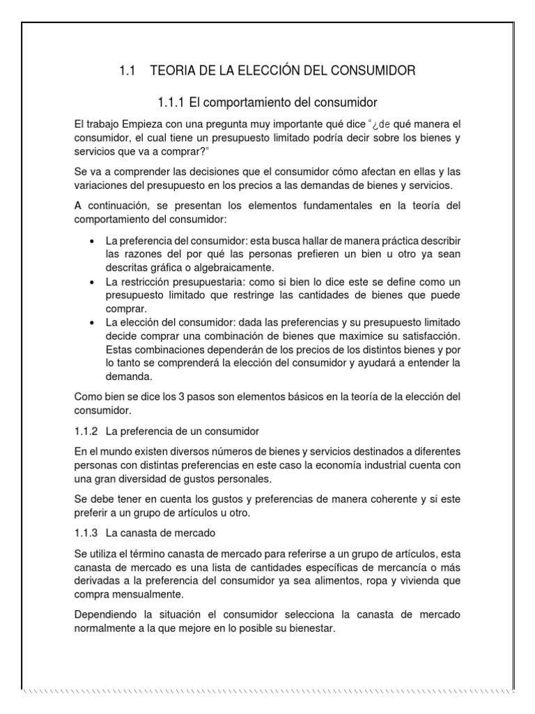 Teoria de La Elección Del Consumidor | PDF | Utilidad | Utilidad marginal