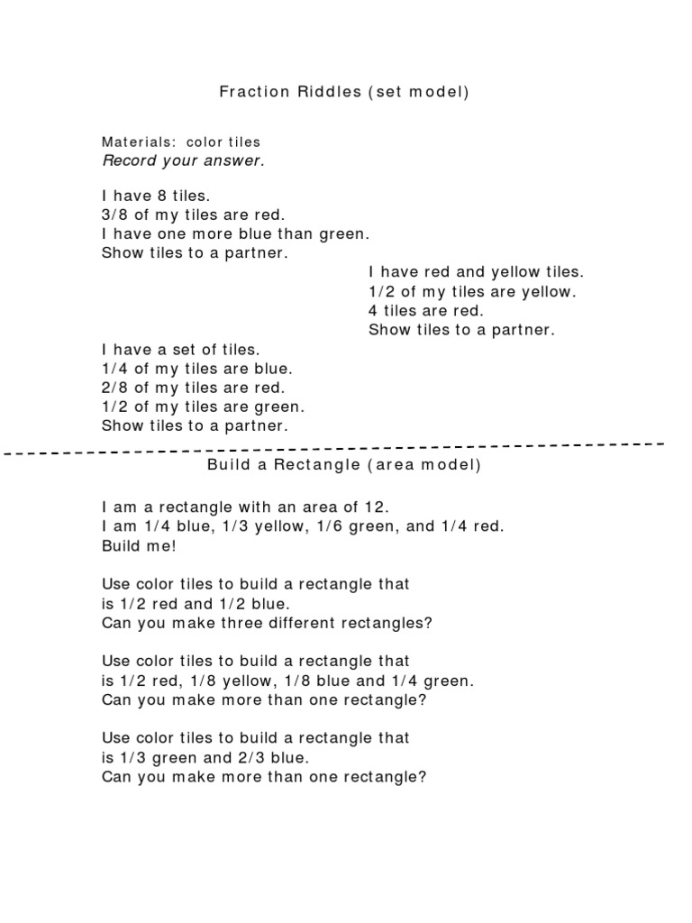 Fraction Riddles | PDF