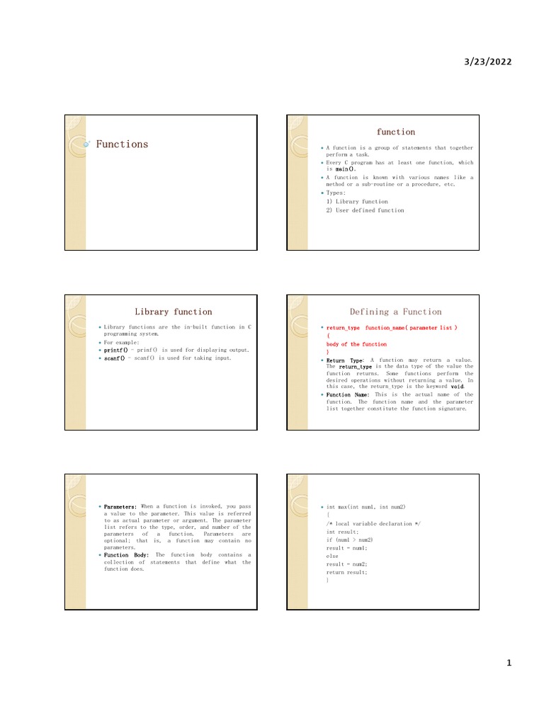 Functions And Preprocessors Pdf Parameter Computer Programming Subroutine 1173