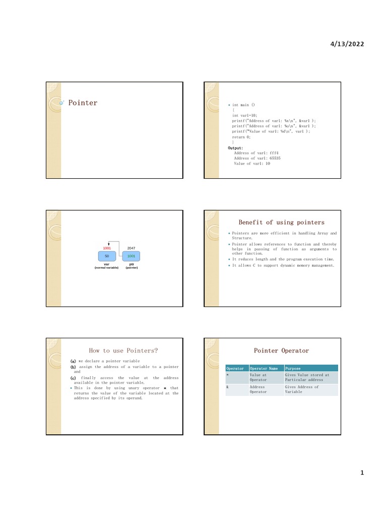 Pointers | PDF | Pointer (Computer Programming) | Integer (Computer Science)