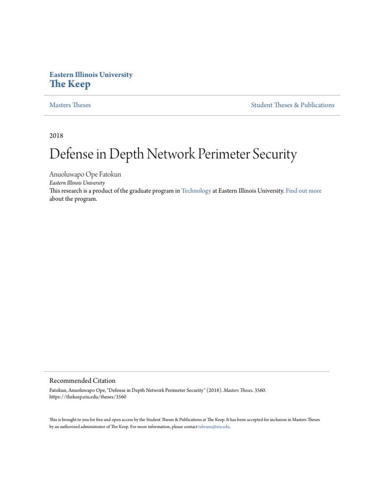Defense In Depth Network Perimeter Security Pdf Security Computer Security