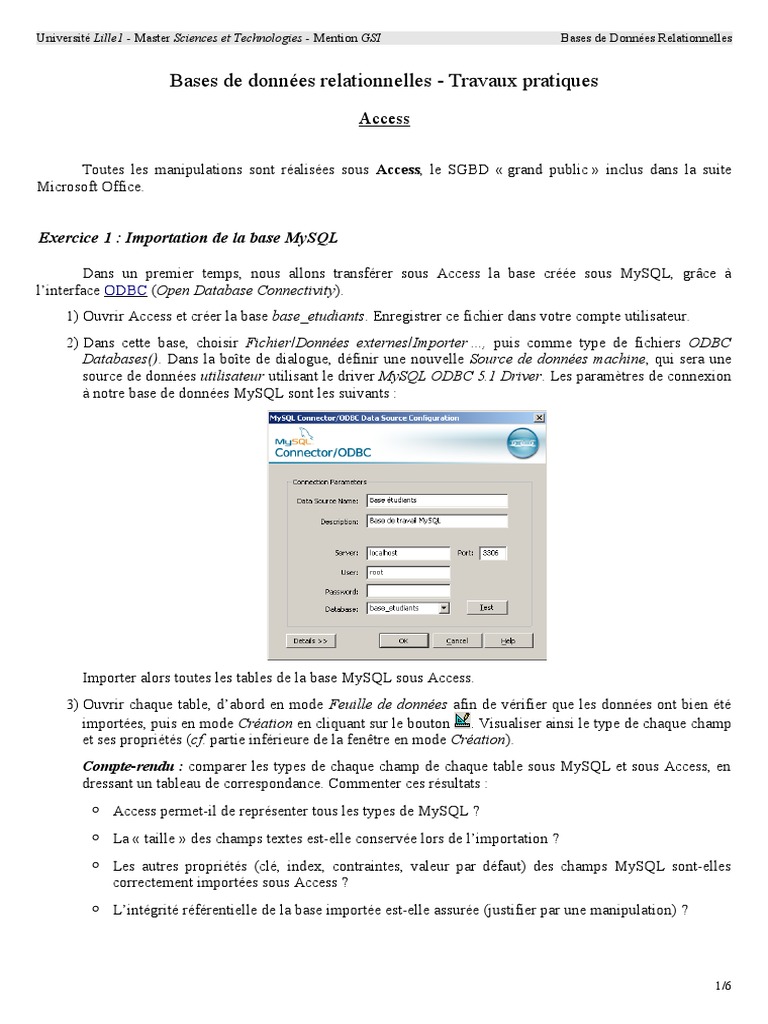 BD TP Access | PDF | Microsoft Access | SQL