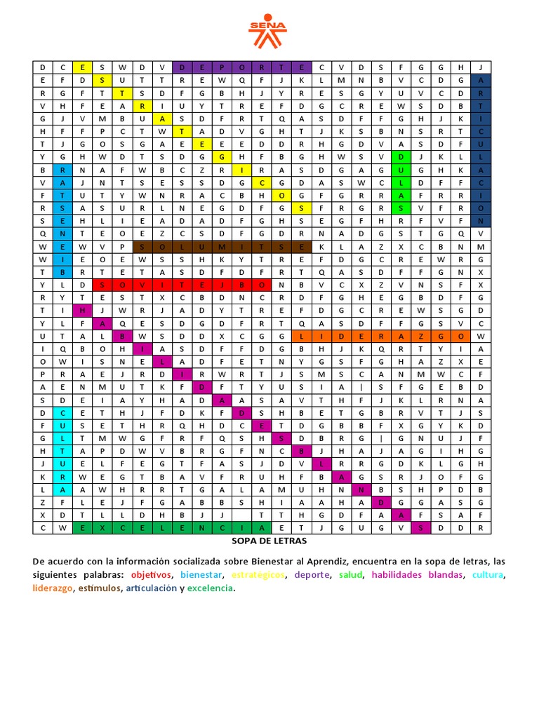 Sopa de Letras Resueltas | PDF | Sicología | Cognición