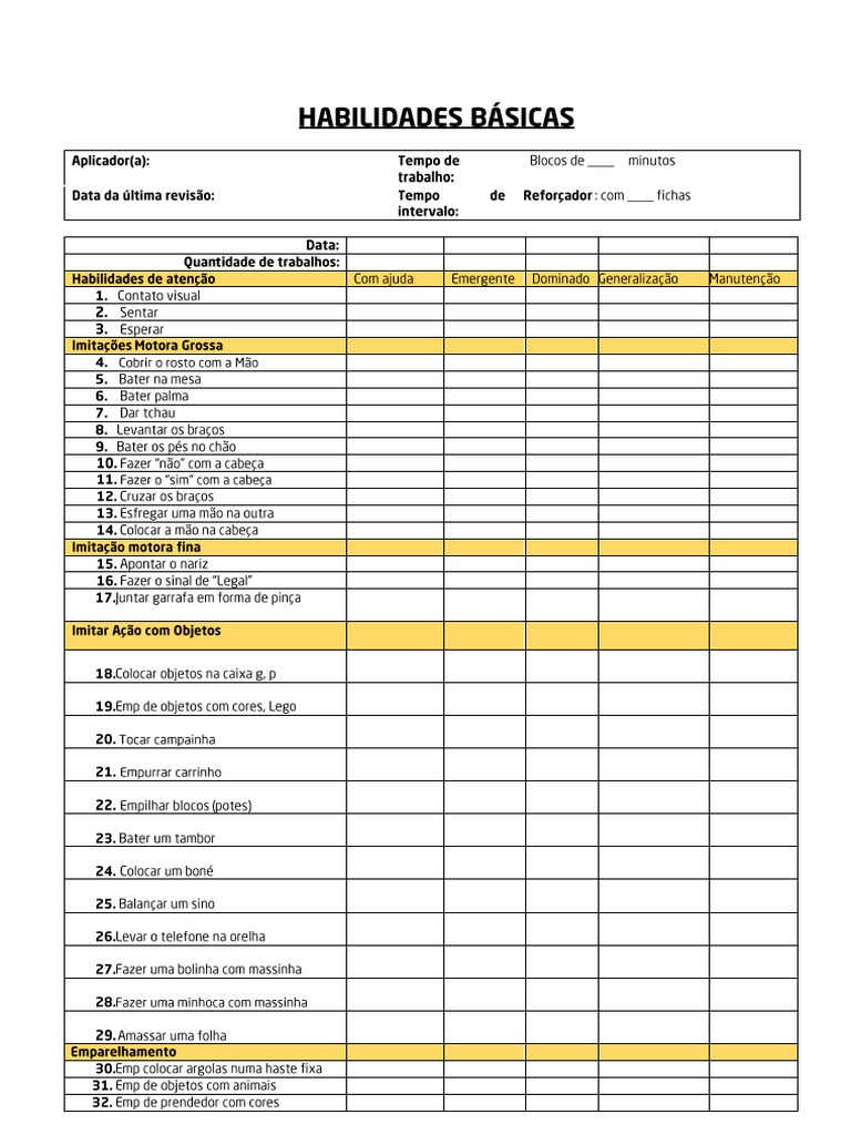 Modelo de Programa de Ensino de Habilidades Básicas | PDF