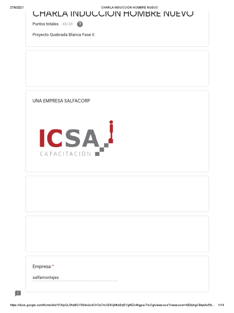 Charla Induccion Hombre Nuevo Icsa | PDF