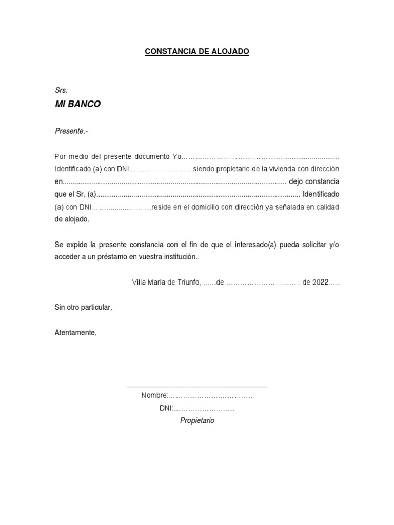 Constancia de Alojado | PDF