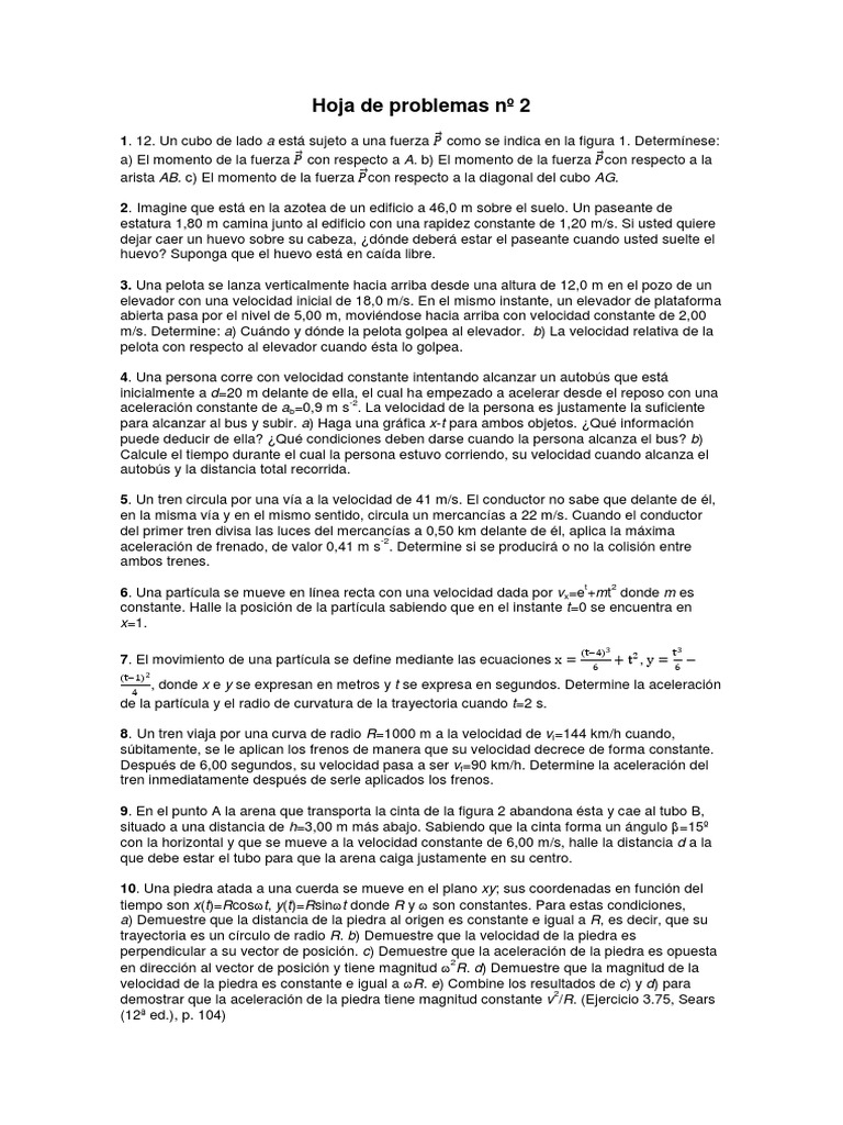 Problemas 2 | PDF | Velocidad | Aceleración
