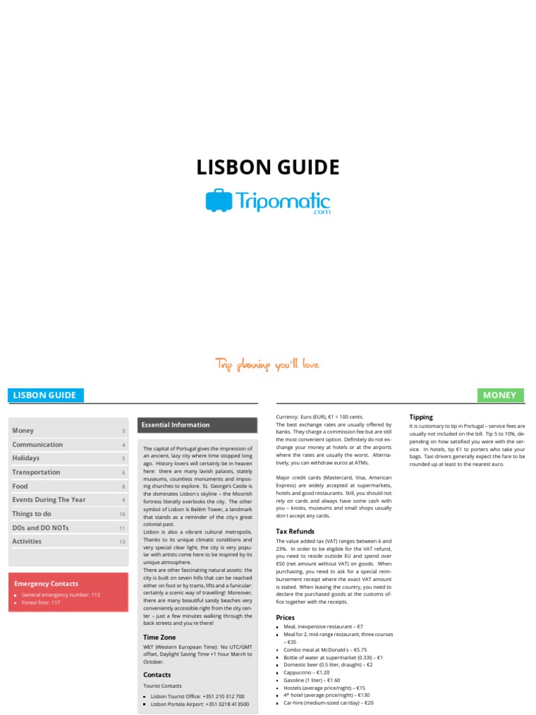 Tripomatic Free City Guide Lisbon | PDF | Lisbon