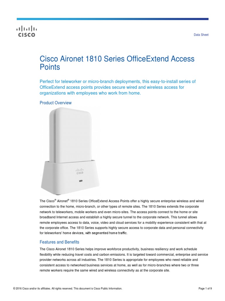 Cisco 1810 Access Point Datasheet | PDF | Ieee 802.11 | Wi Fi