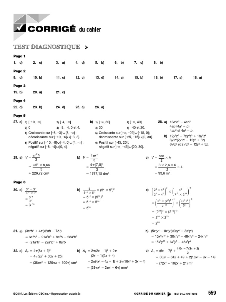 m4 SN Corrige Cahier-Dexercice-cec | PDF | Analyse mathématique | Nombre