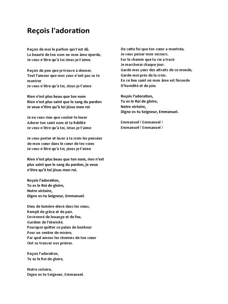 Reçois l'adoration : Paroles et Accords | PDF