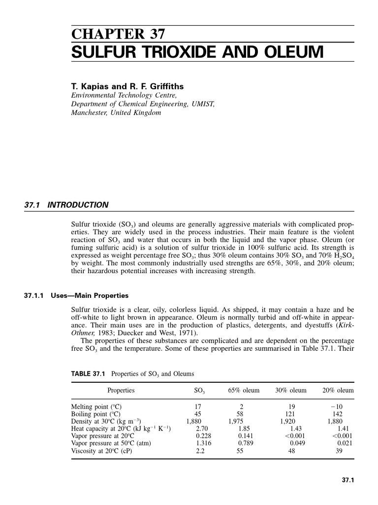 Properties and Reactions of SO3 and Oleum | PDF | Sulfuric Acid | Water