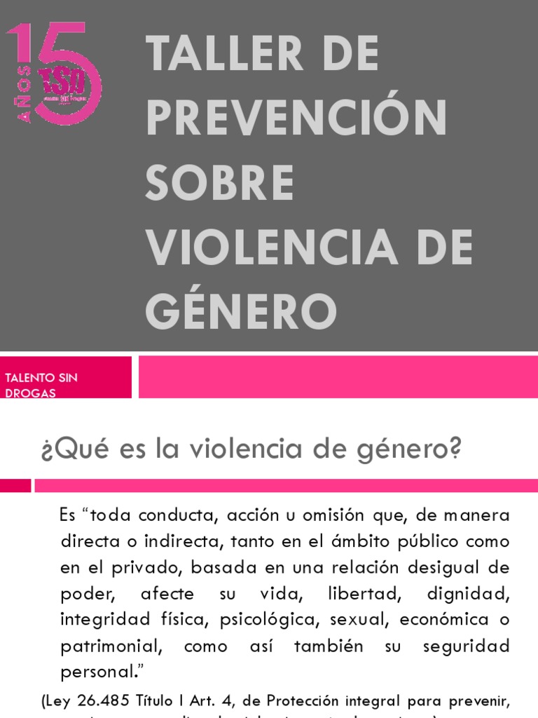 TALLER de PREVENCIÓN SOBRE VIOLENCIA DE GÉNERO | PDF | La violencia ...