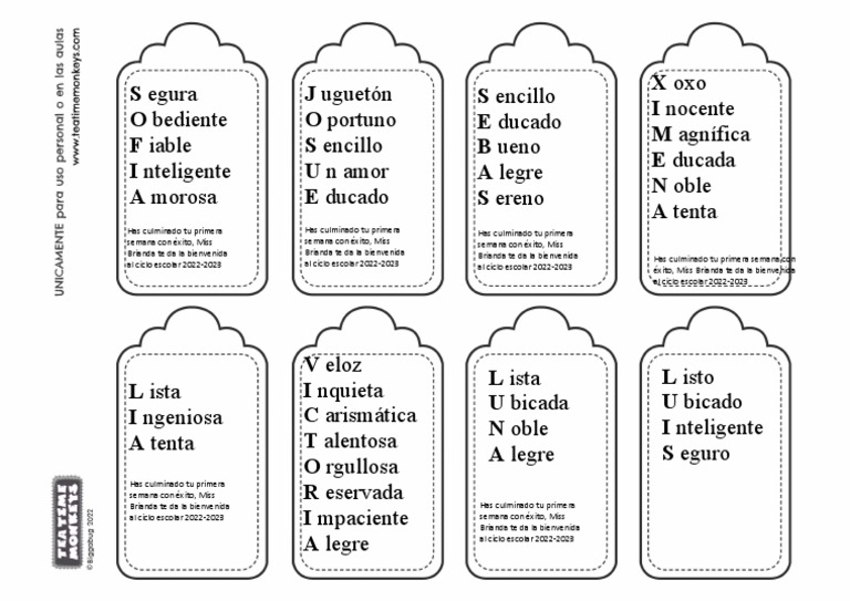 TTM Etiquetas Nombre Acrostico A4 GRATIS | PDF