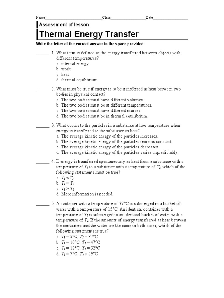 Grade 9 Thermal Energy Transfer | PDF | Heat | Temperature