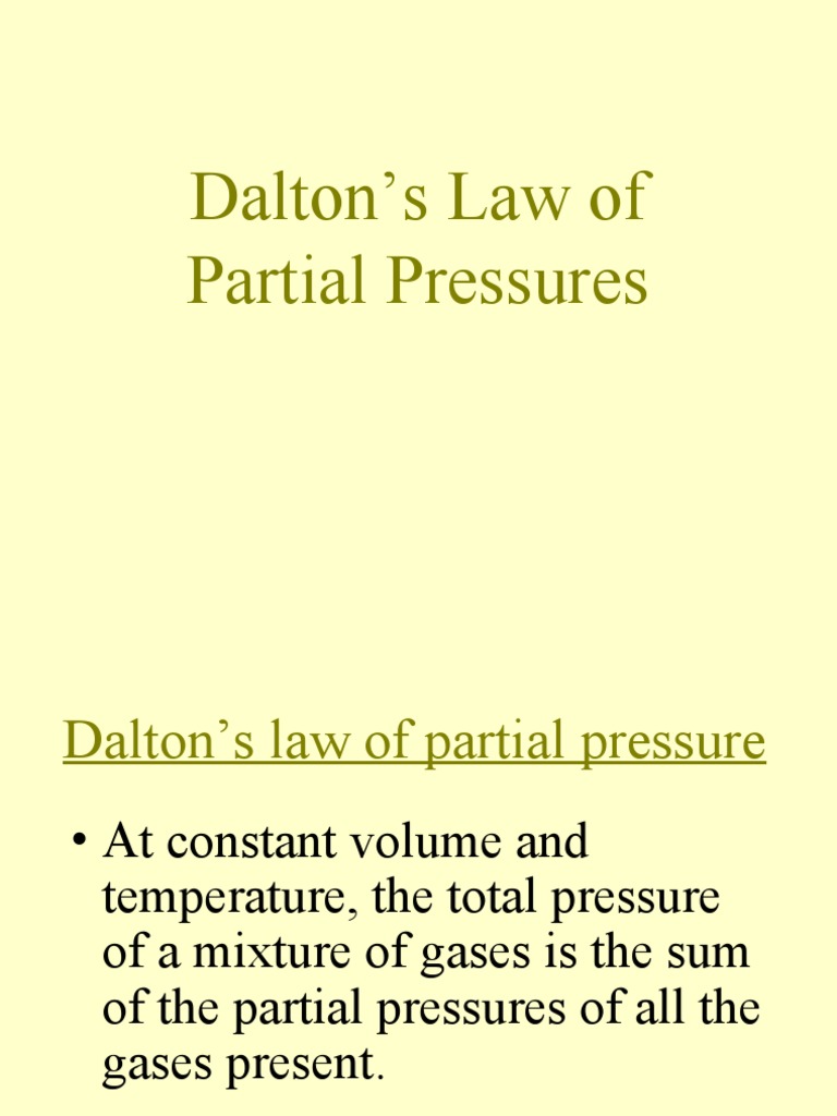 Partial Pressure and Mole Fraction | PDF