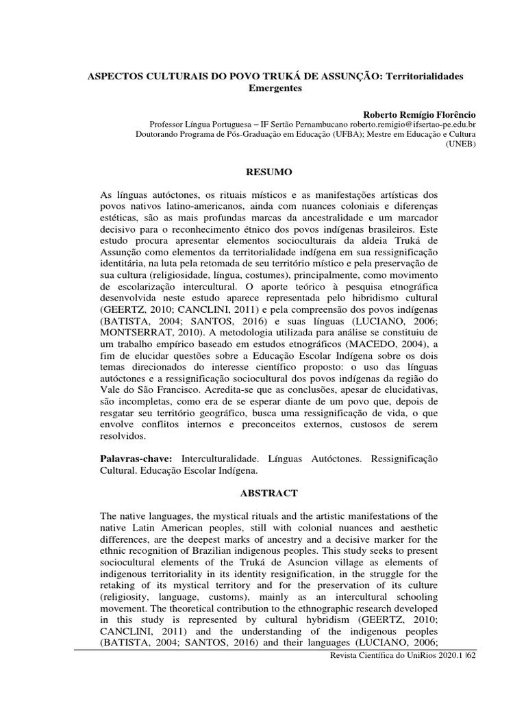Aspectos Culturais Do Povo Truka de Assuncao | PDF | Povos indígenas ...