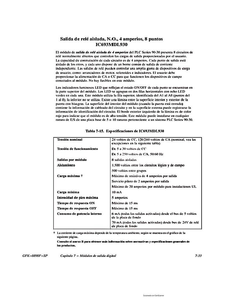 Modulo de Salidas IC693MDL930 Ficha Técnica | PDF