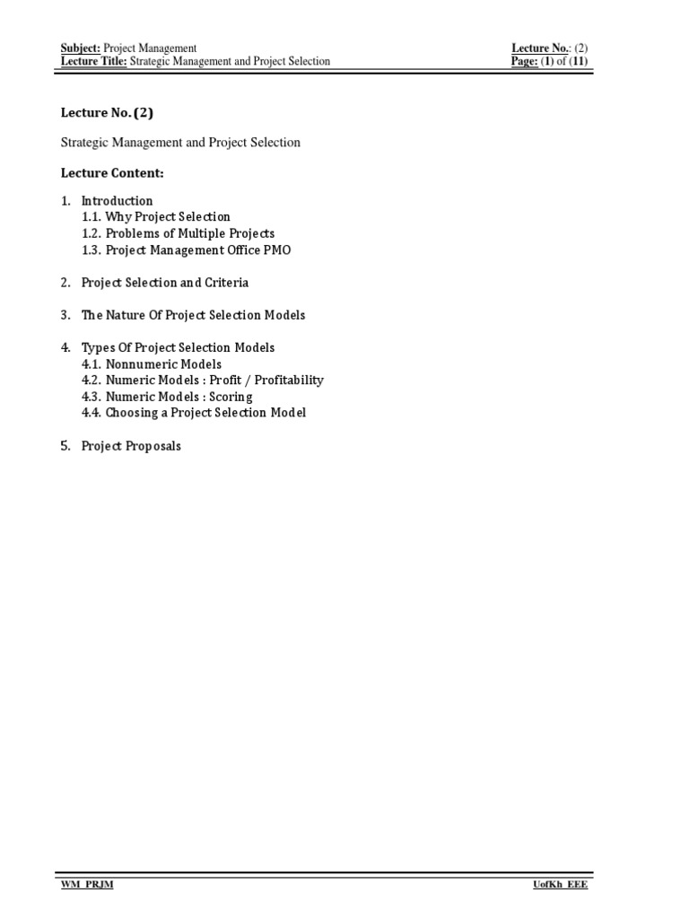 Strategic Project Selection Models | PDF | Net Present Value | Project Management