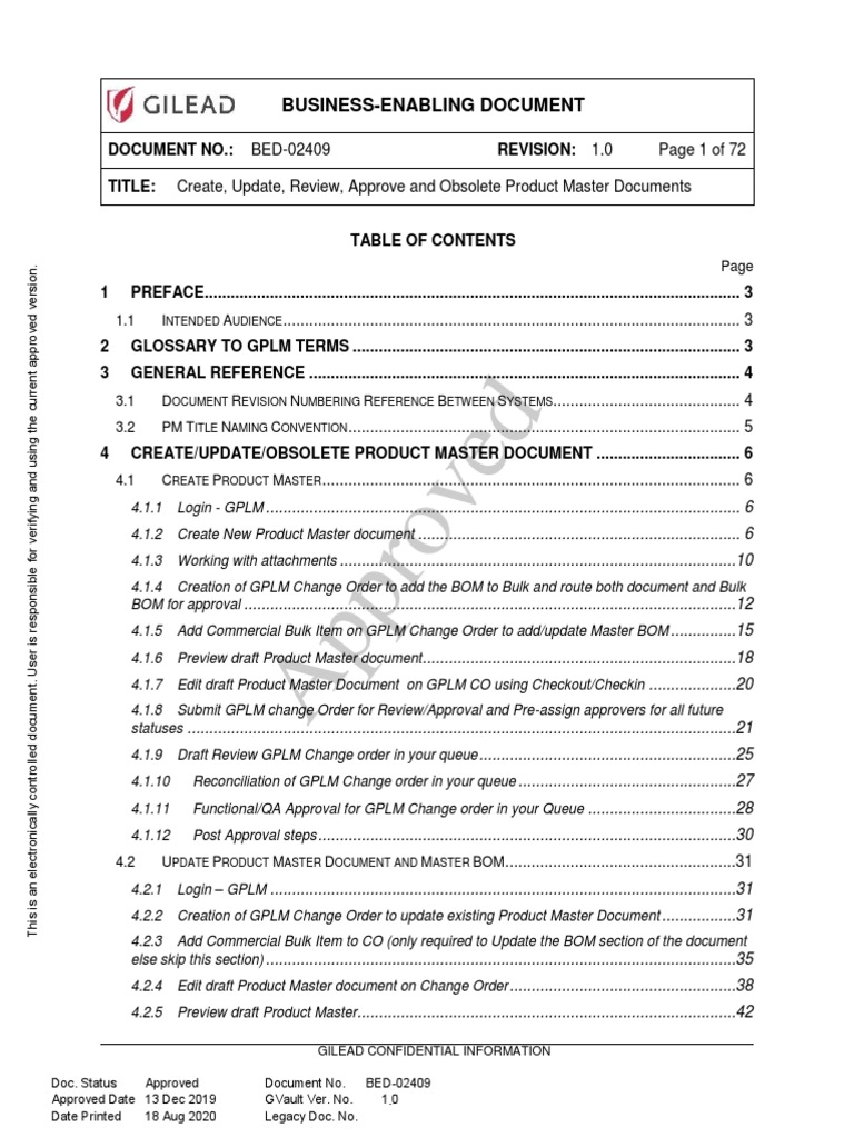 BED-02409 Create, Update, Review, Approve and Obsolete Product Master ...