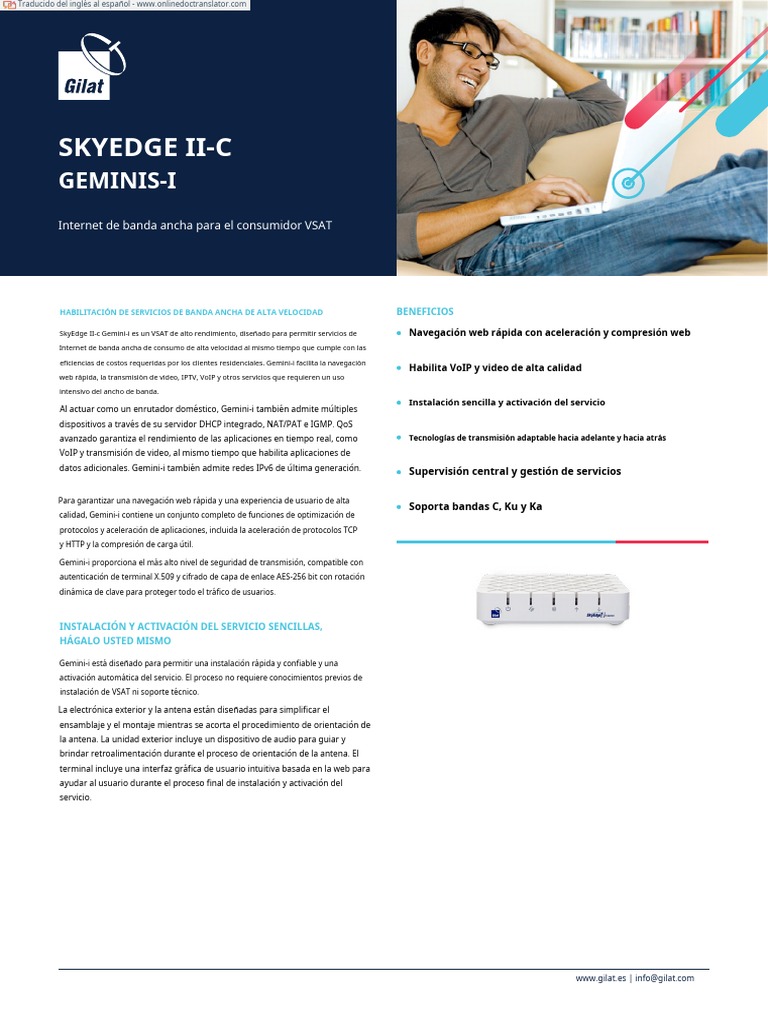 Gilat Product Sheet SkyEdge II C Gemini I.en - Es | PDF | Voz sobre IP | Streaming Media