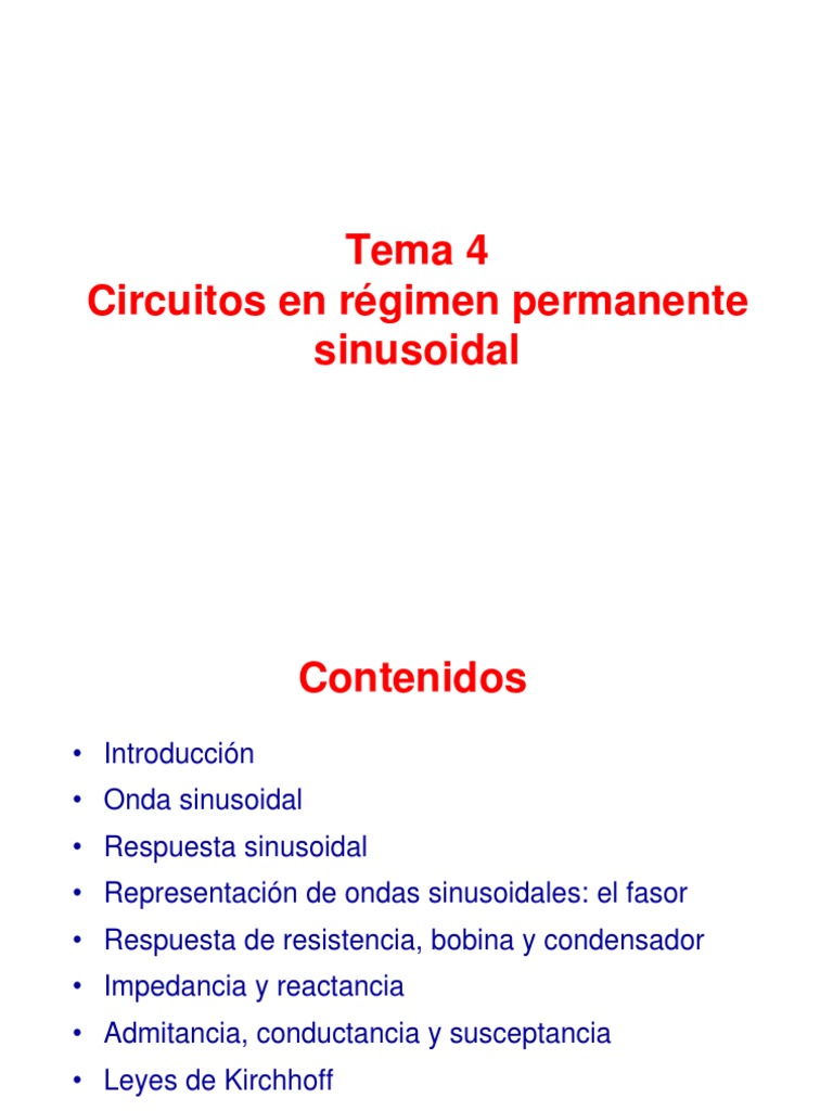Teoría Tema 4 - Ondas sinusoidal | PDF | Corriente eléctrica | Impedancia eléctrica