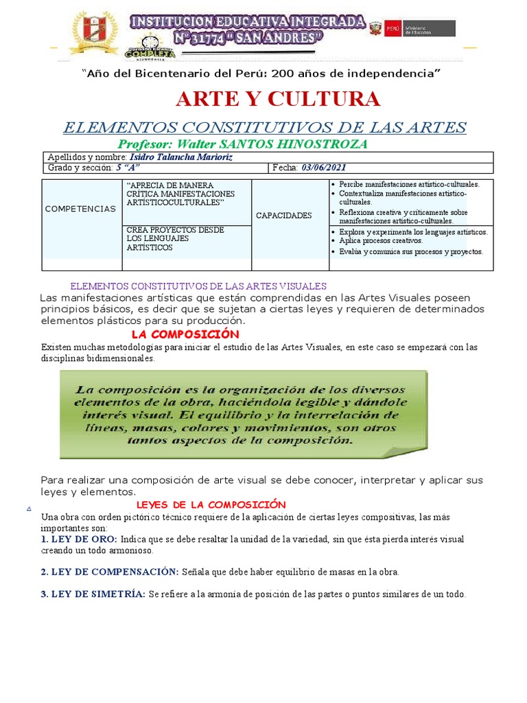10ma Ficha de Arte 5to | PDF | Color | Composición (artes visuales)