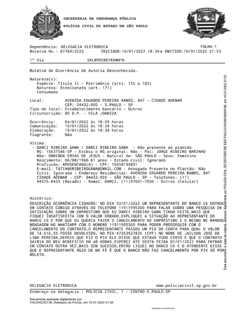 Boletim de Ocorrência | PDF