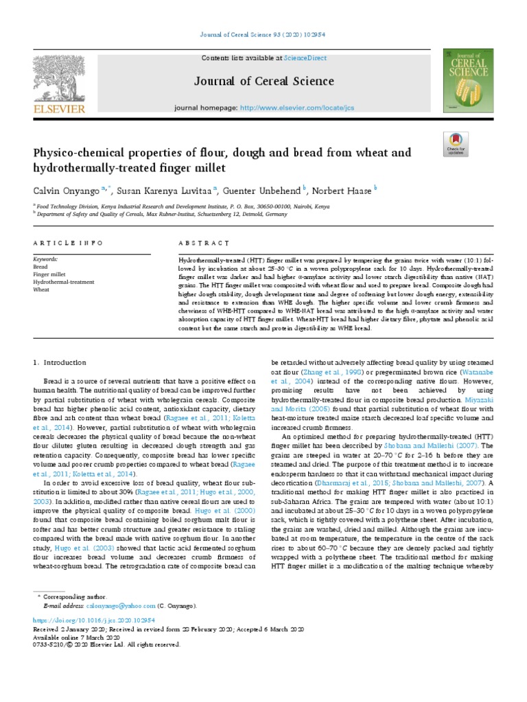 3-Physico-Chemical Properties of Flour, Dough and Bread From Wheat and ...
