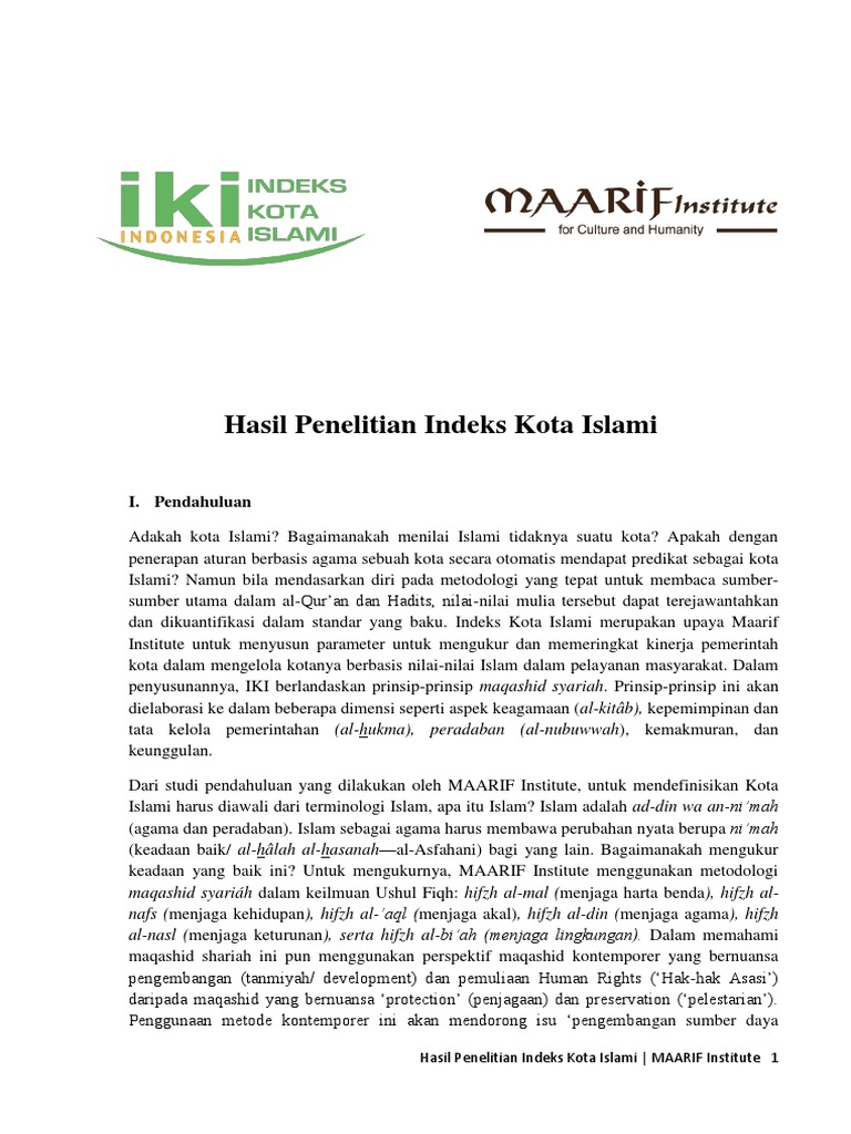 Hasil Indeks Kota Islami | PDF