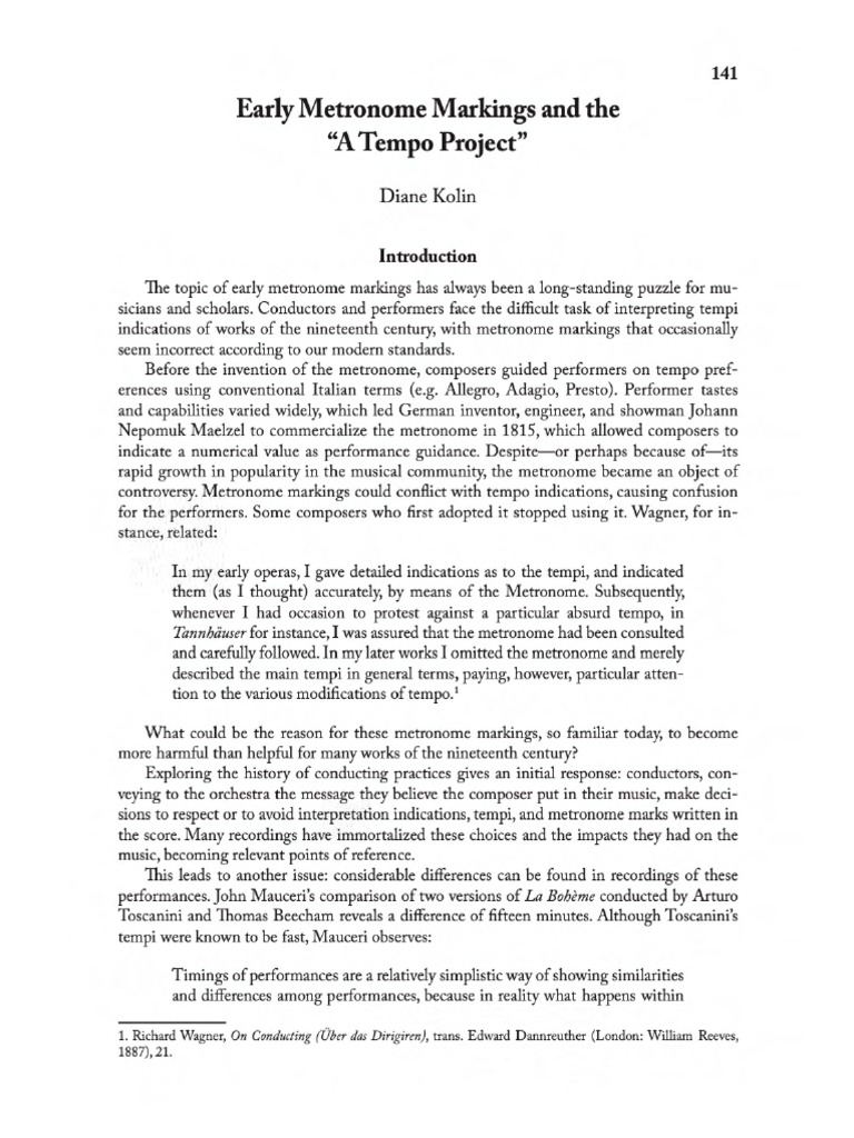 Kolin Early Metronome Markings JALS 2021 Article | PDF