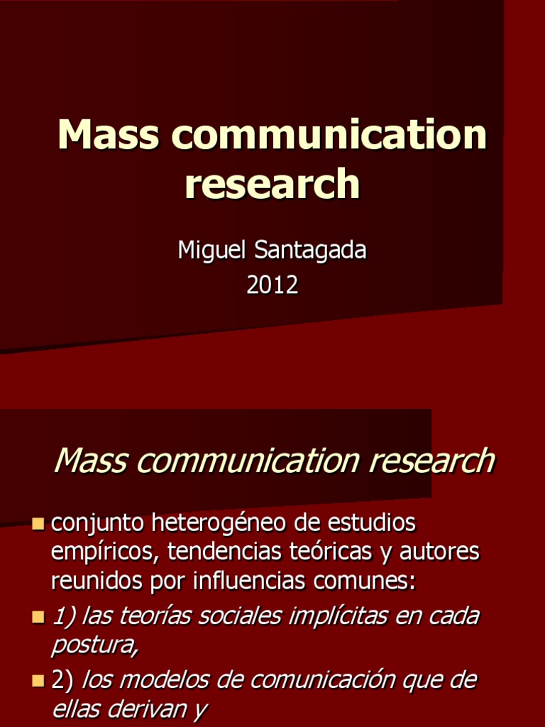 Mass Communication Research Primera Clase | PDF | Sicología | Comunicación