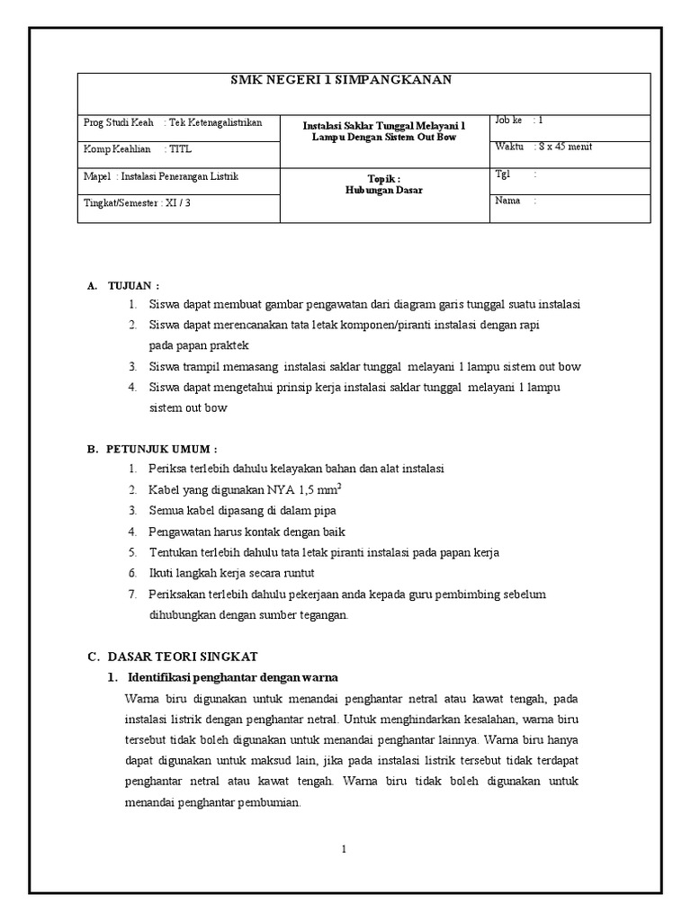 Jobsheet 1 | PDF