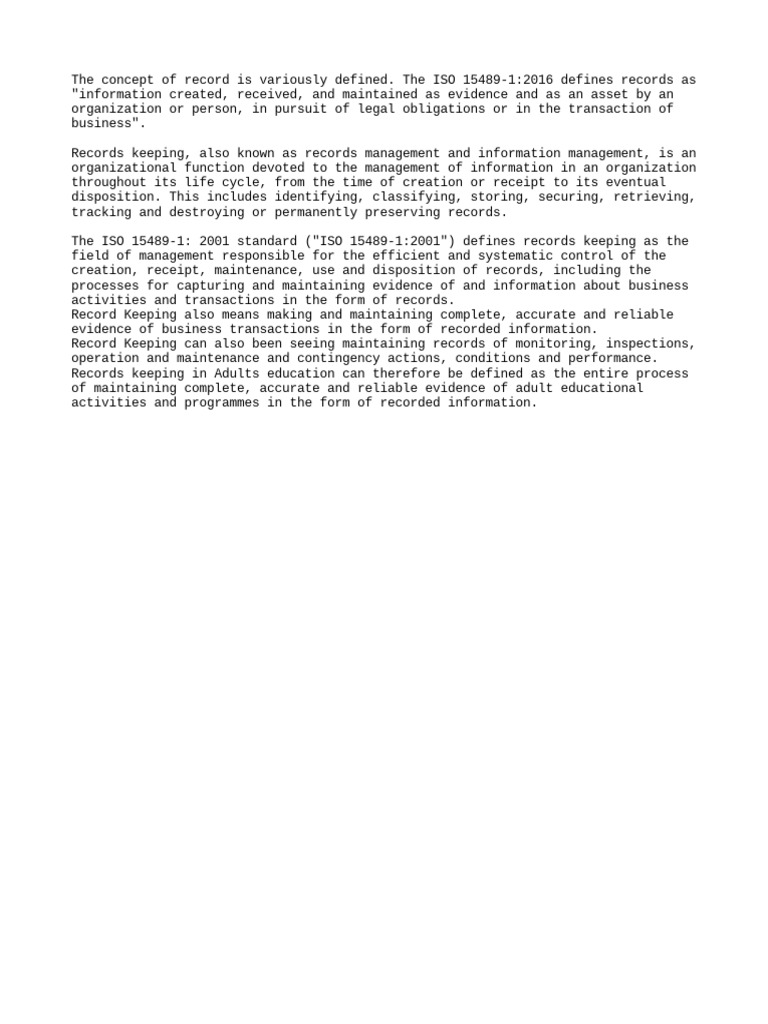 Record Keeping | PDF