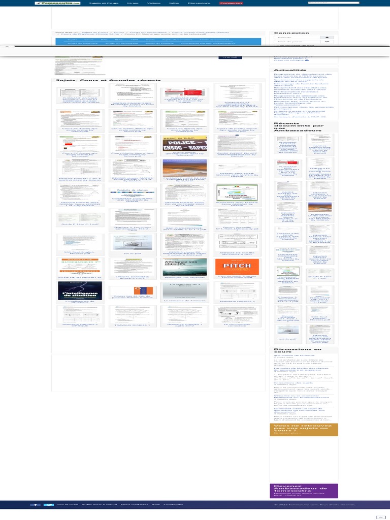 Cours PC 5ieme Apc Ecole Online by Tehua PDF | PDF | Niveaux d'enseignement | France