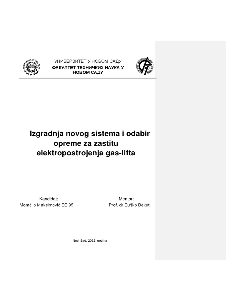 Momcilo Maksimovic Projekat Gaslifta Rev4 | PDF