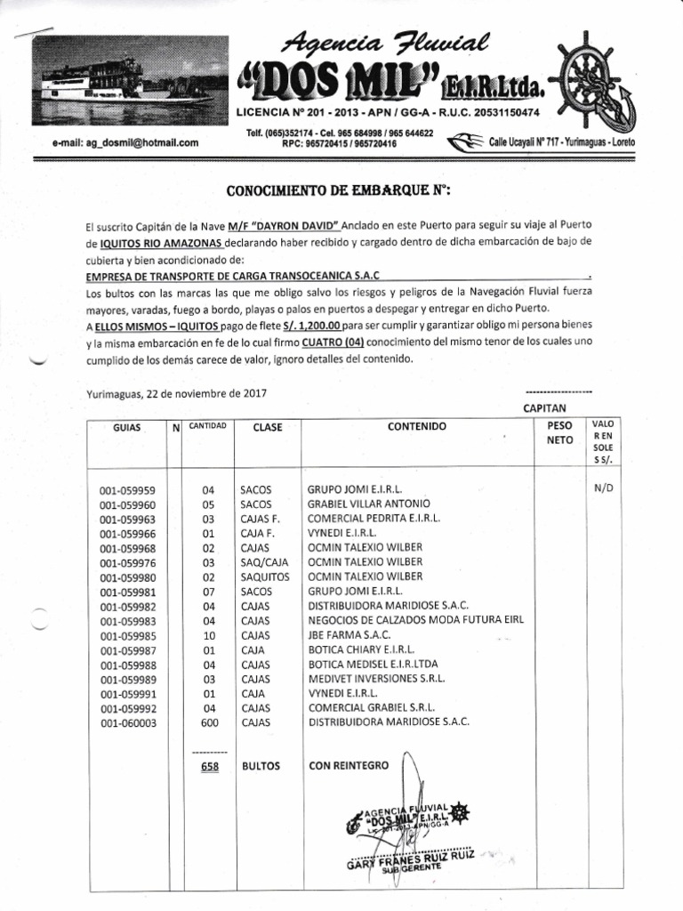 Conocimiento de Embarque | PDF