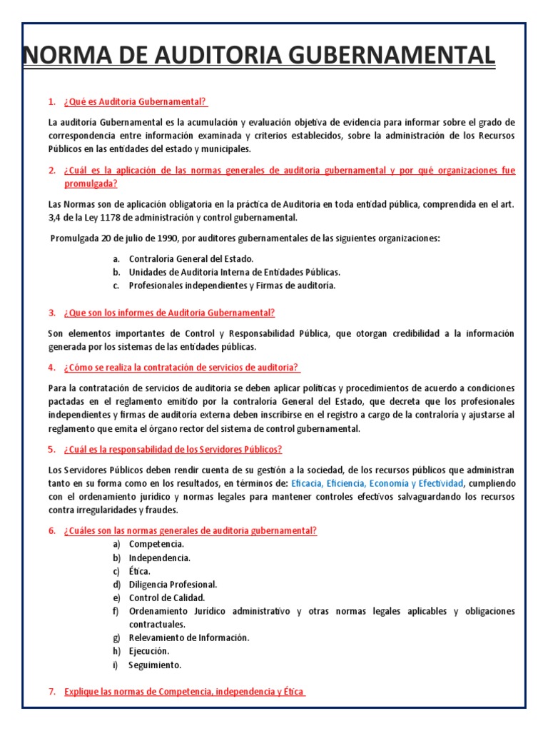 Norma de Auditoria Gubernamental | PDF | Auditoría | Gobierno