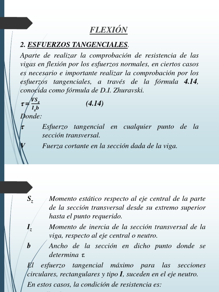 Flexión - Esfuerzos Tangenciales | PDF | Viga (Estructura) | Doblar
