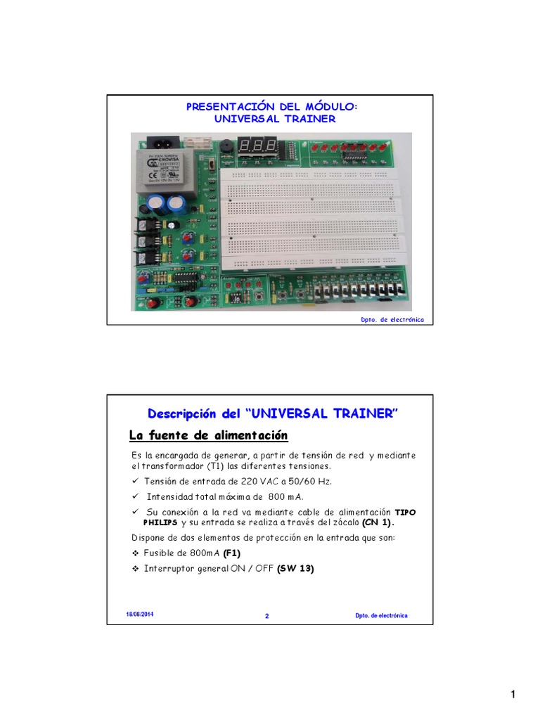 Explicación Universal Trainer | PDF | Electrónica | Diodo emisor de luz