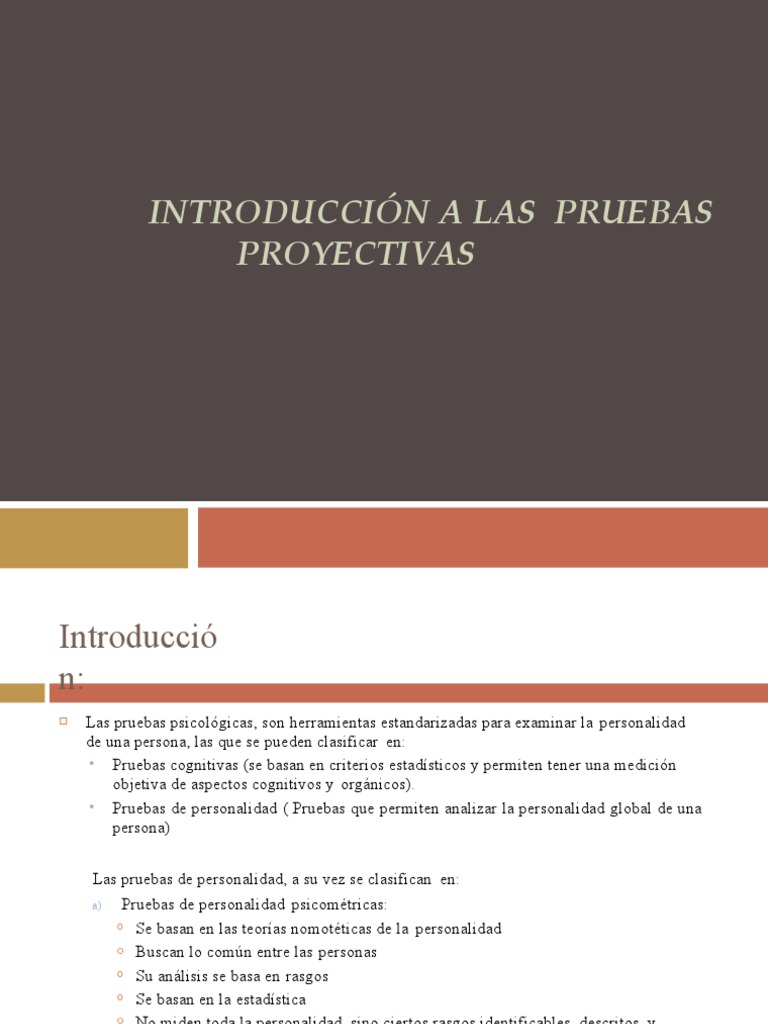 Introduccion A Las Pruebas Proyectivas | PDF | Percepción | Sicología
