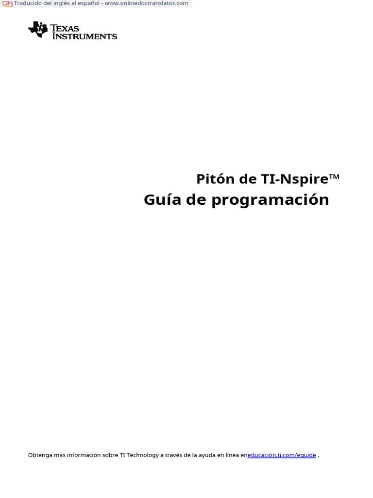 TI-Nspire Python Programming Guidebook en - En.es | PDF | Python (lenguaje de programación ...