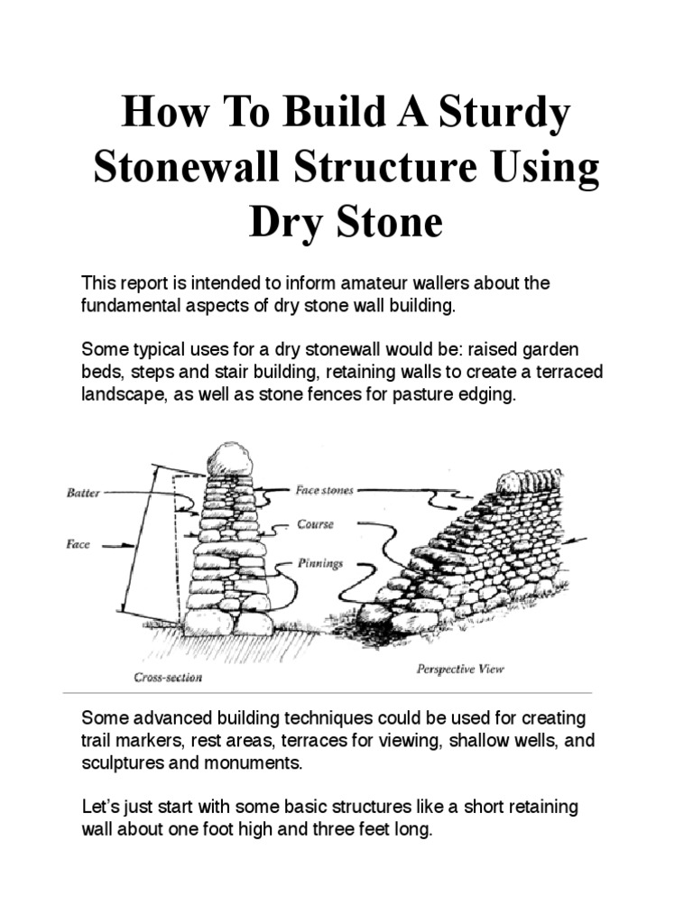 Build a Sturdy Stonewall with Dry Stone Techniques | PDF
