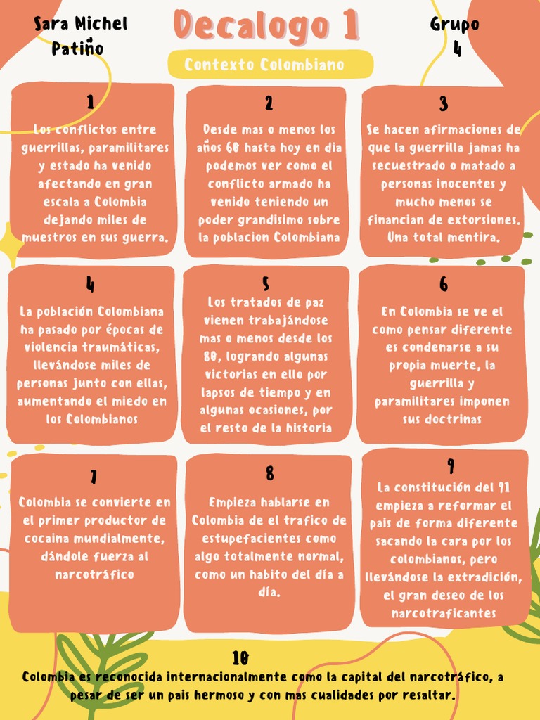 Decalogo 1 Contexto Colombiano | PDF | Colombia | Comercio ilegal de drogas